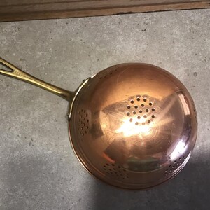 Vintage Copper & Brass Strainer / Colander With Brass Handle - Etsy