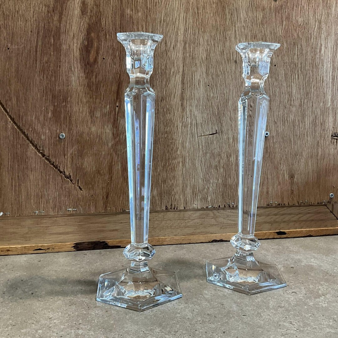 Reed & Barton Crystal Summit 12” Candlestick Holders Pair, Vintage ...
