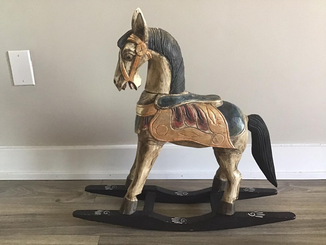 Antique Hand-carved Wooden Rocking Horse: Primitive Folk Art Decor - Etsy