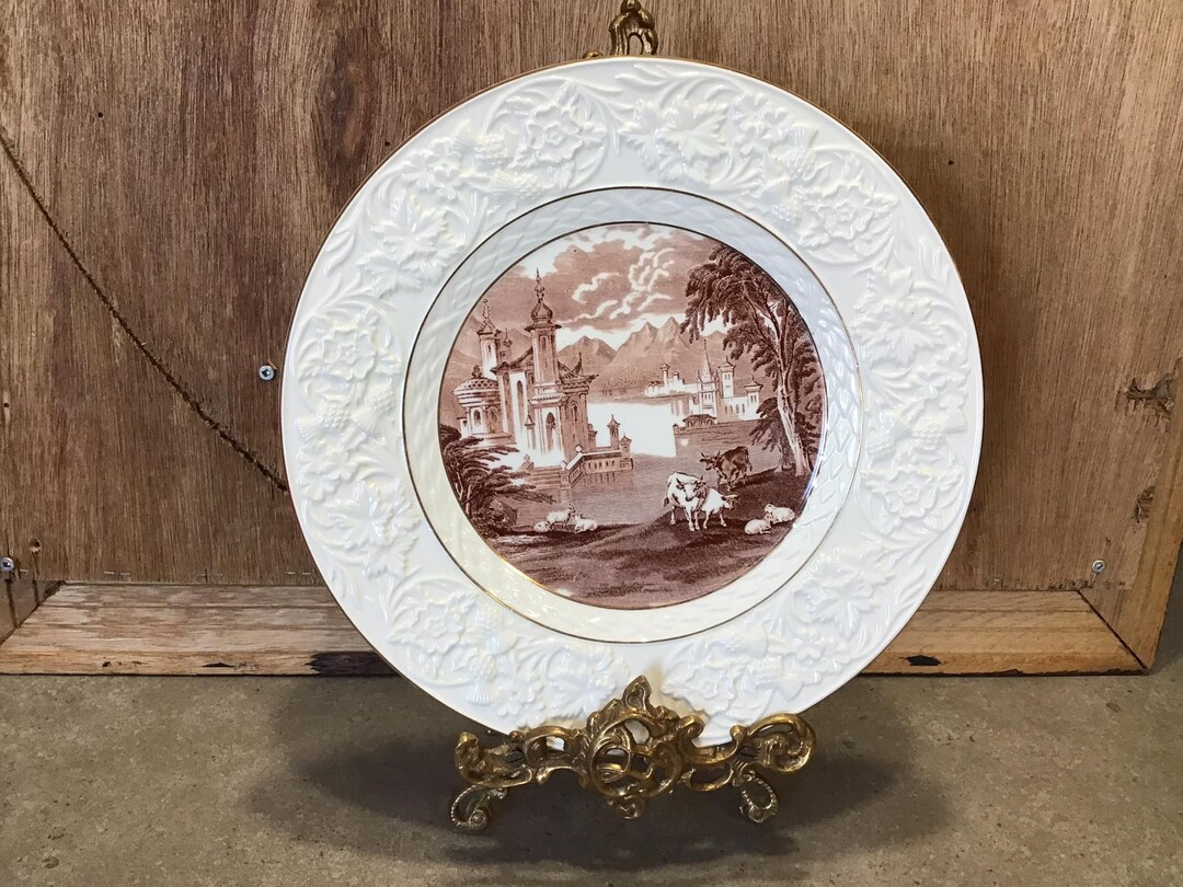 Vintage Maling Transferware Plate: English Cattle & Castle Scene - Etsy