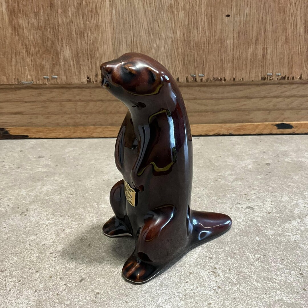 Vintage Blissful BEAVER Figurine by Haeger USA Glazed Ceramic - Etsy