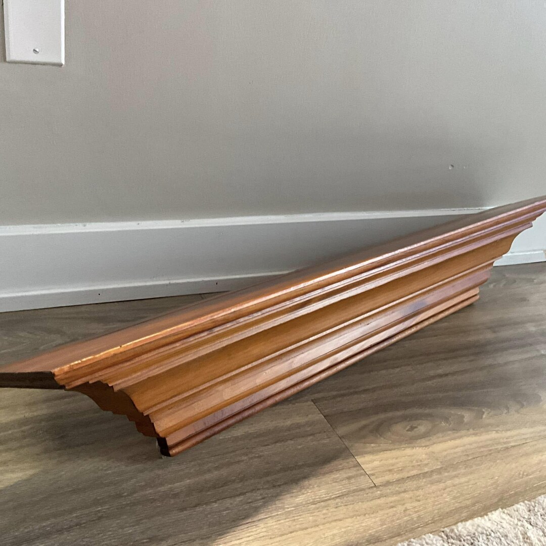 Vintage Wood Hanging Wall Shelf With Plate Groove, Shelf Length: 40" - Etsy