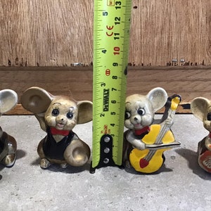 5 Vintage Mouses Figurines, Miniature, Retro, Kitsch, Musician Mouse - Etsy