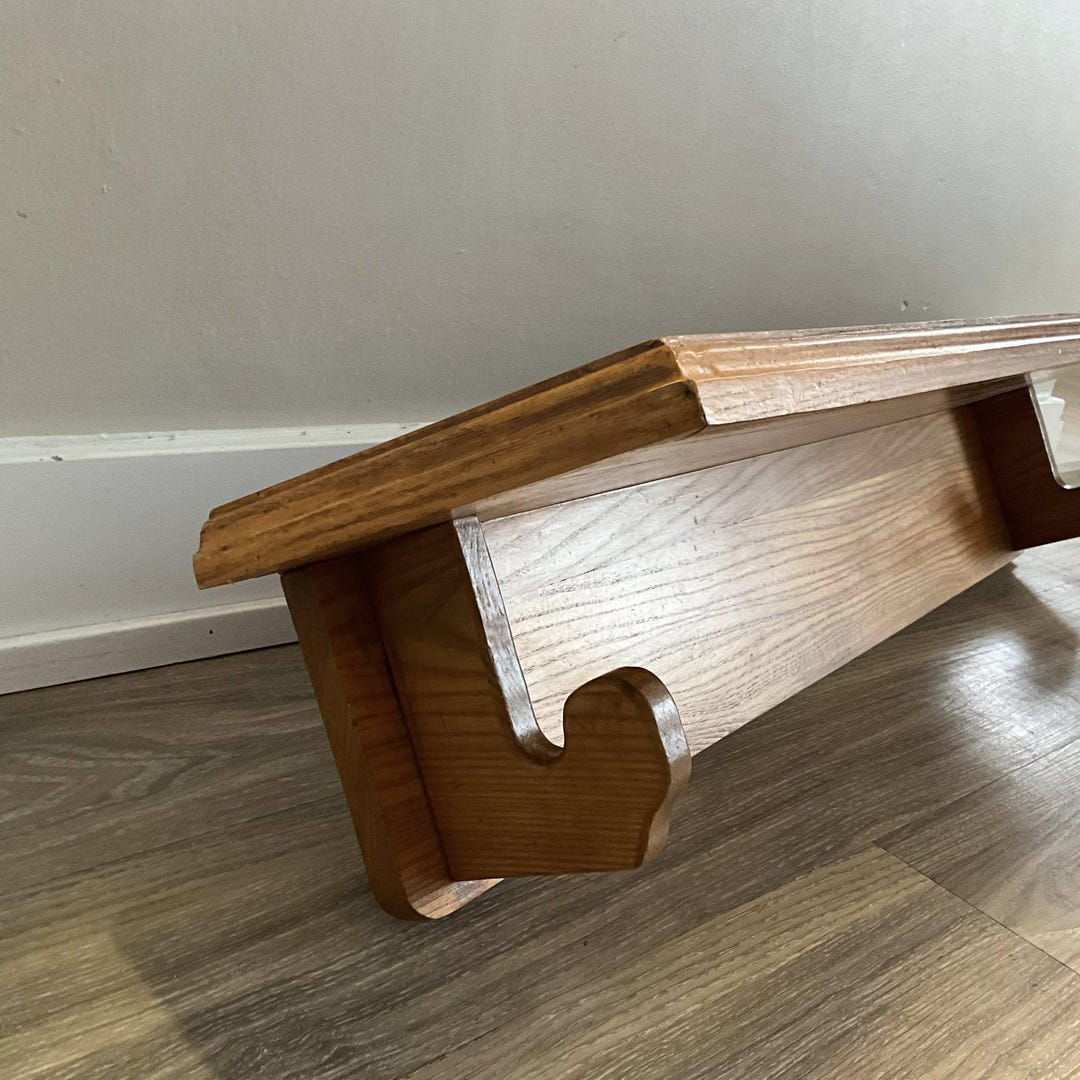Vintage Wood Hanging Wall Shelf With 2 Plate Groove, Display Shelf ...