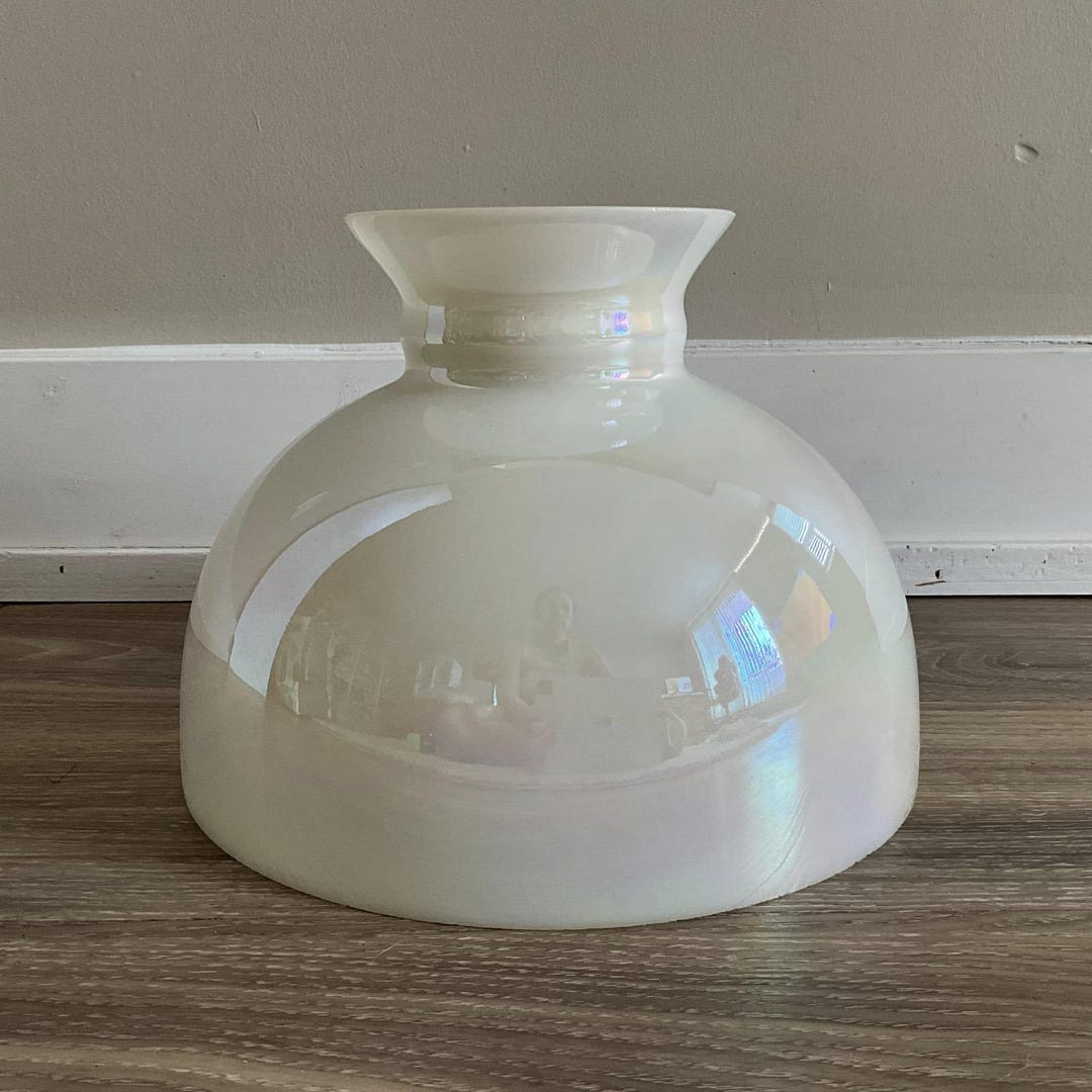 Vintage Glass Hurricane Lamp Shade White Pearl Color - Etsy