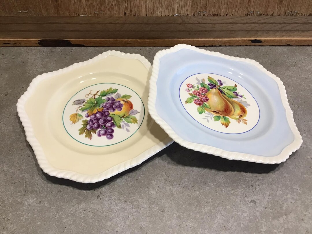 2 Vintage Johnson Bros Old English Plates With Fruit Pattern, Square ...