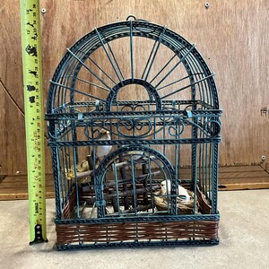 Metal Bird Cage With 3 Faux Birds , Decorative Bird Cage, Kitchen Decor ...
