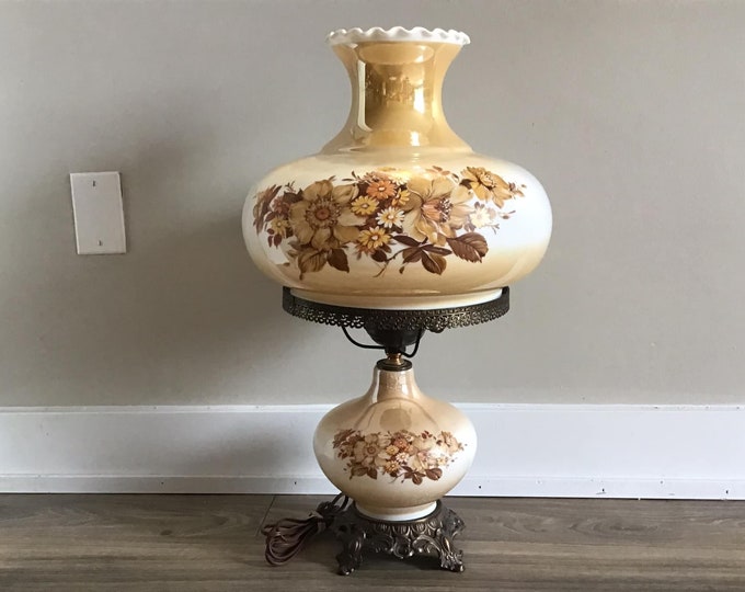 Large Floral Milk Glass Lamp Gone With the Wind GWTW Accent Light ...