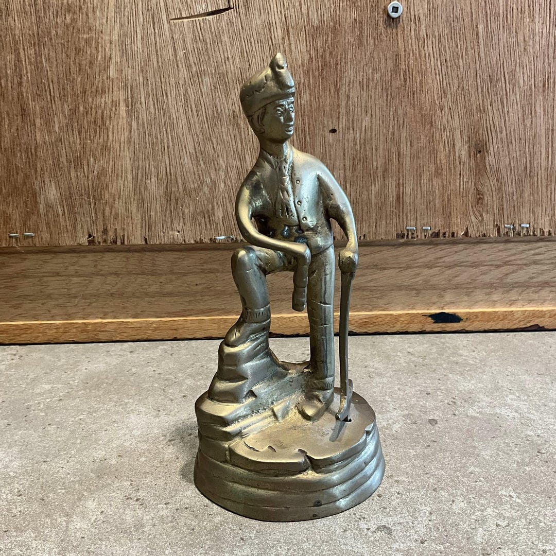 Vintage Brass Coal Miner Figurine With Lamp and Pick Statue - Etsy