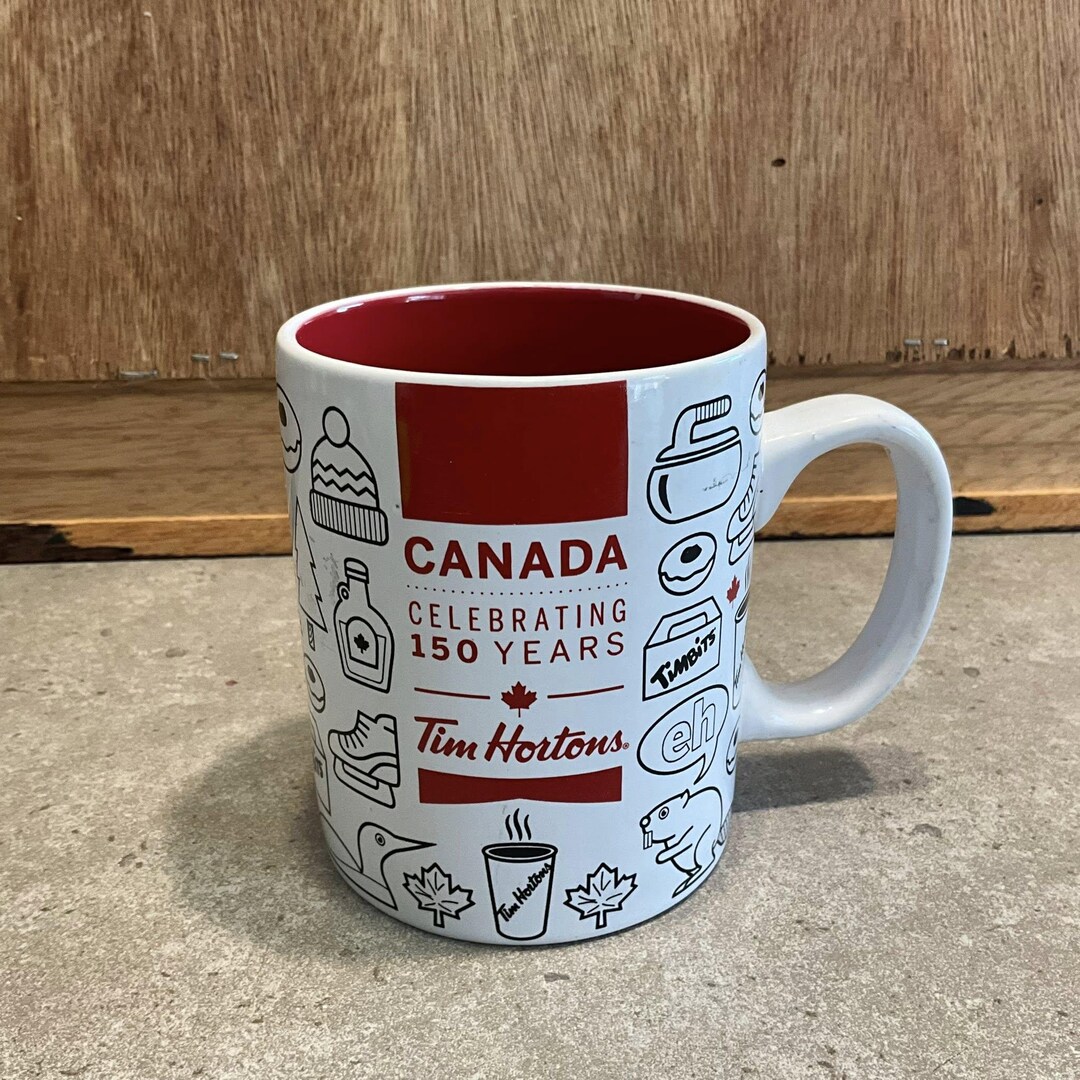 Tim Hortons Coffee Mug Canada 150 Anniversary Red & White Limited Ed ...