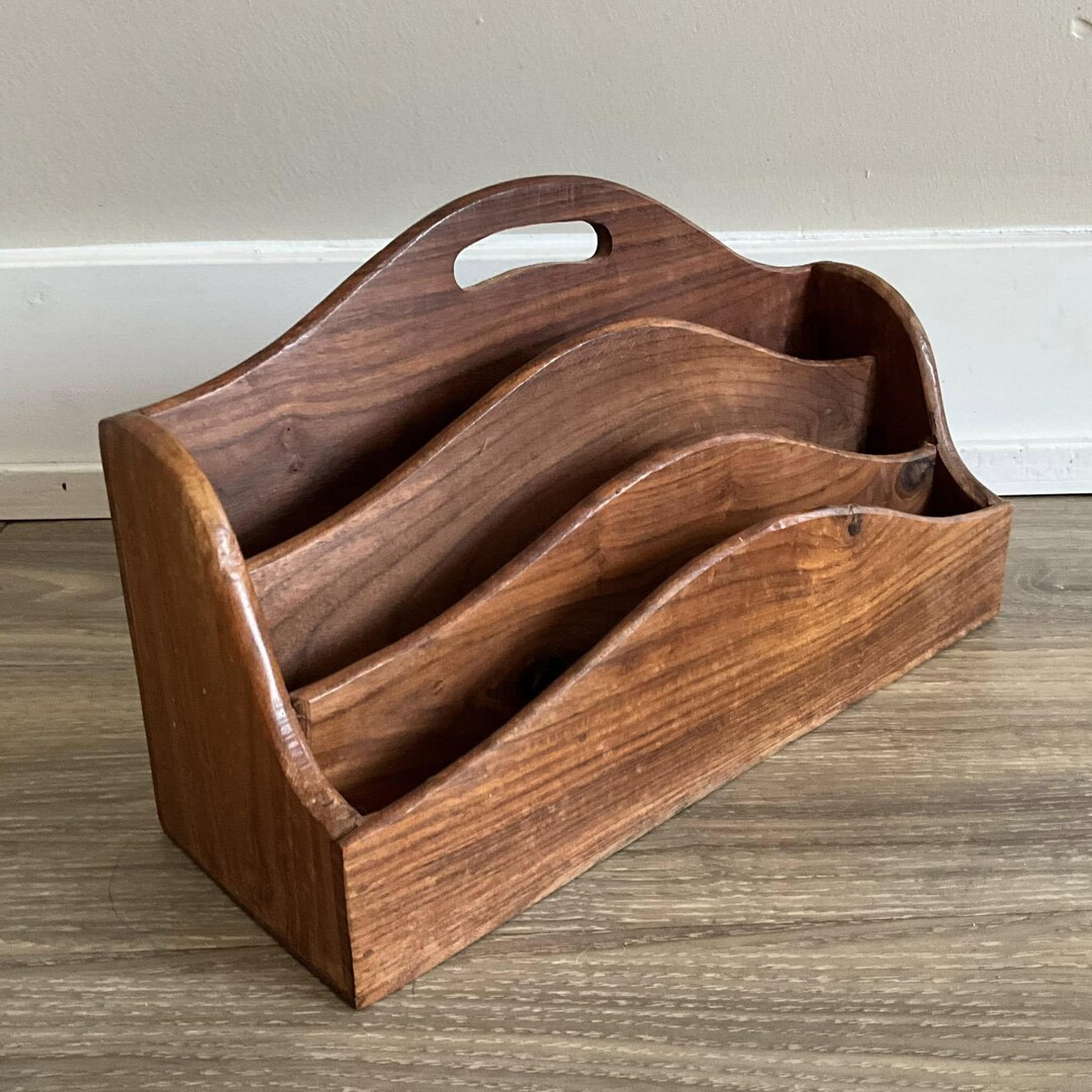 Vintage Wooden Desk Tidy, Vintage Mail Organizer Vintage Desk Organizer ...