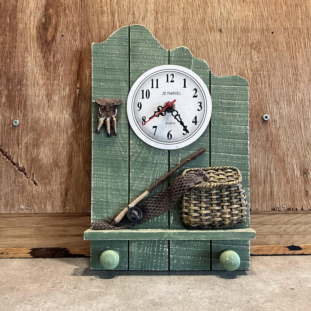 Fisherman Theme QUARTZ CLOCK With 2 Hooks Wall Hanging Clock - Etsy UK