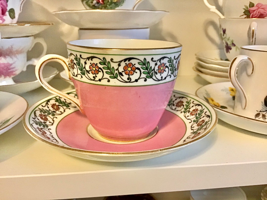 Antique Chelson Tea Cup and Saucer in Pink, Made in England 1900 - 1920 ...
