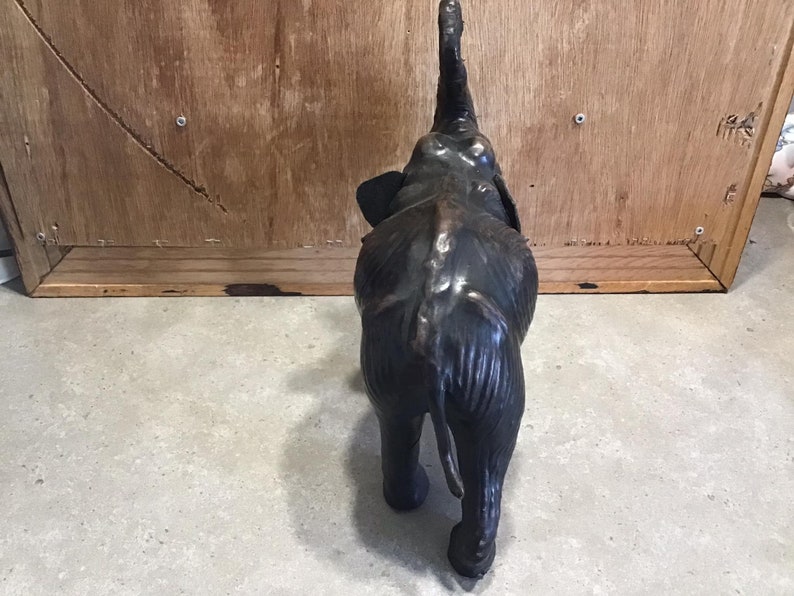 Vintage Genuine Leather Wrapped Elephant Figurine Sculpture 11.5” Tall ...
