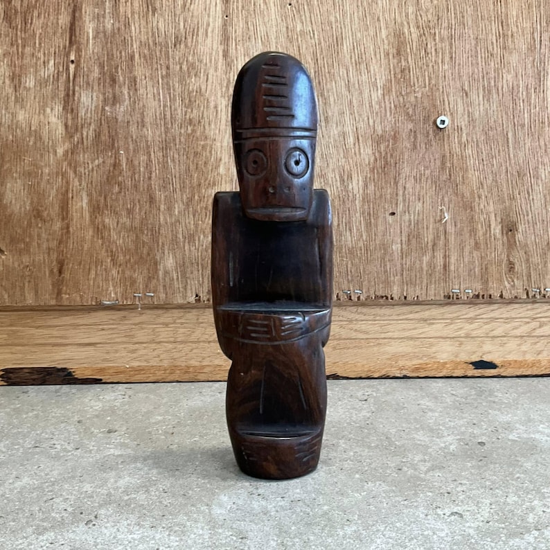 Vintage Taino Caribbean God Wood Carving, Rustic Indigenous Figure Art ...