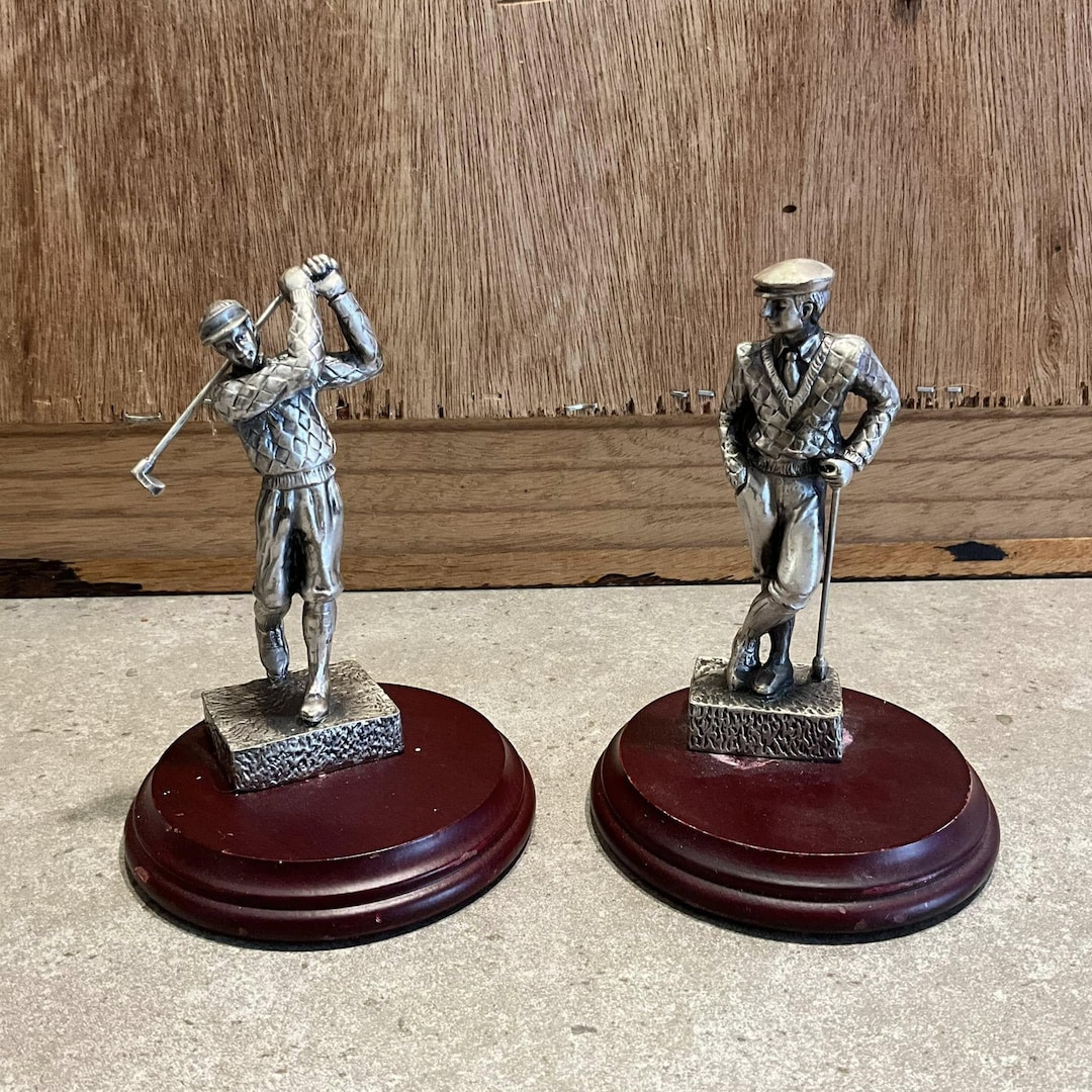 2 Vintage Golf Statues Pair Golfers Figurines - Etsy