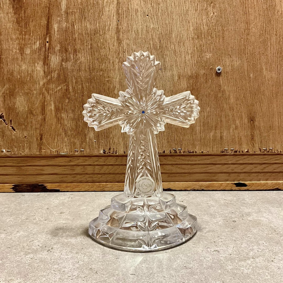 Vintage Lenox Fine Crystal Cross, Sapphire Crystal Center, Made in ...