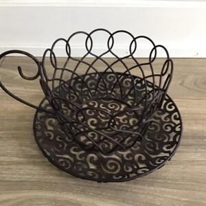 Vintage Metal Tea Cup Design Basket - Etsy