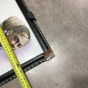 Vintage Ethiopian Picture With Leather Handmade Frame TRIBAL Signed by ...