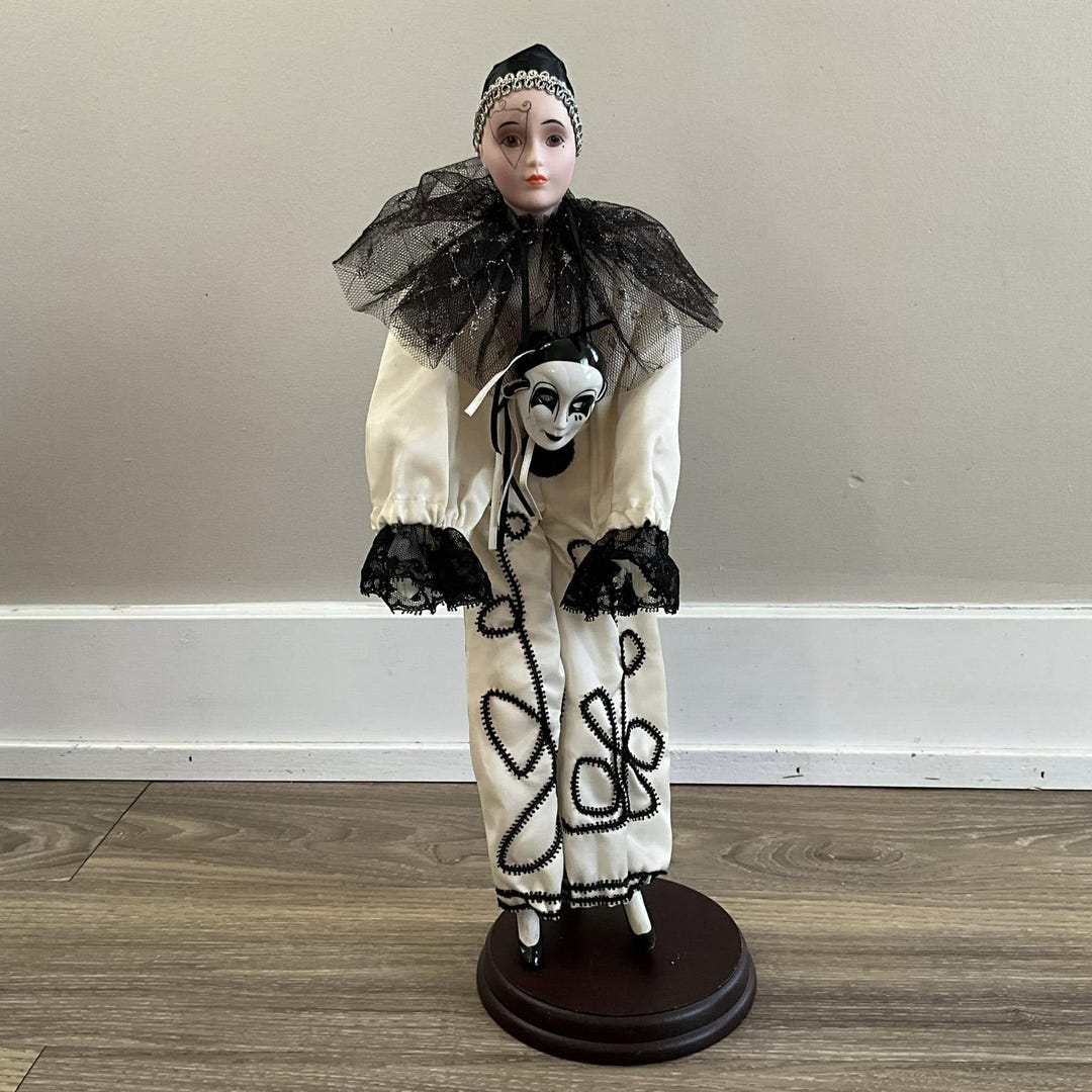 Vintage Pierrot Doll With Mask Harlequin Dramatic Clothing Art Deco ...