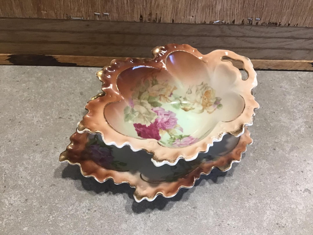 Set of 2 Vintage M Z Austria Roses Scalloped Bowl With Plate - Etsy