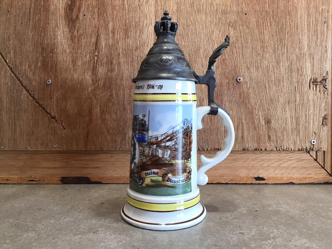 Vintage German Regimental Beer Lidded Stein With Lady Lithophane Inside ...