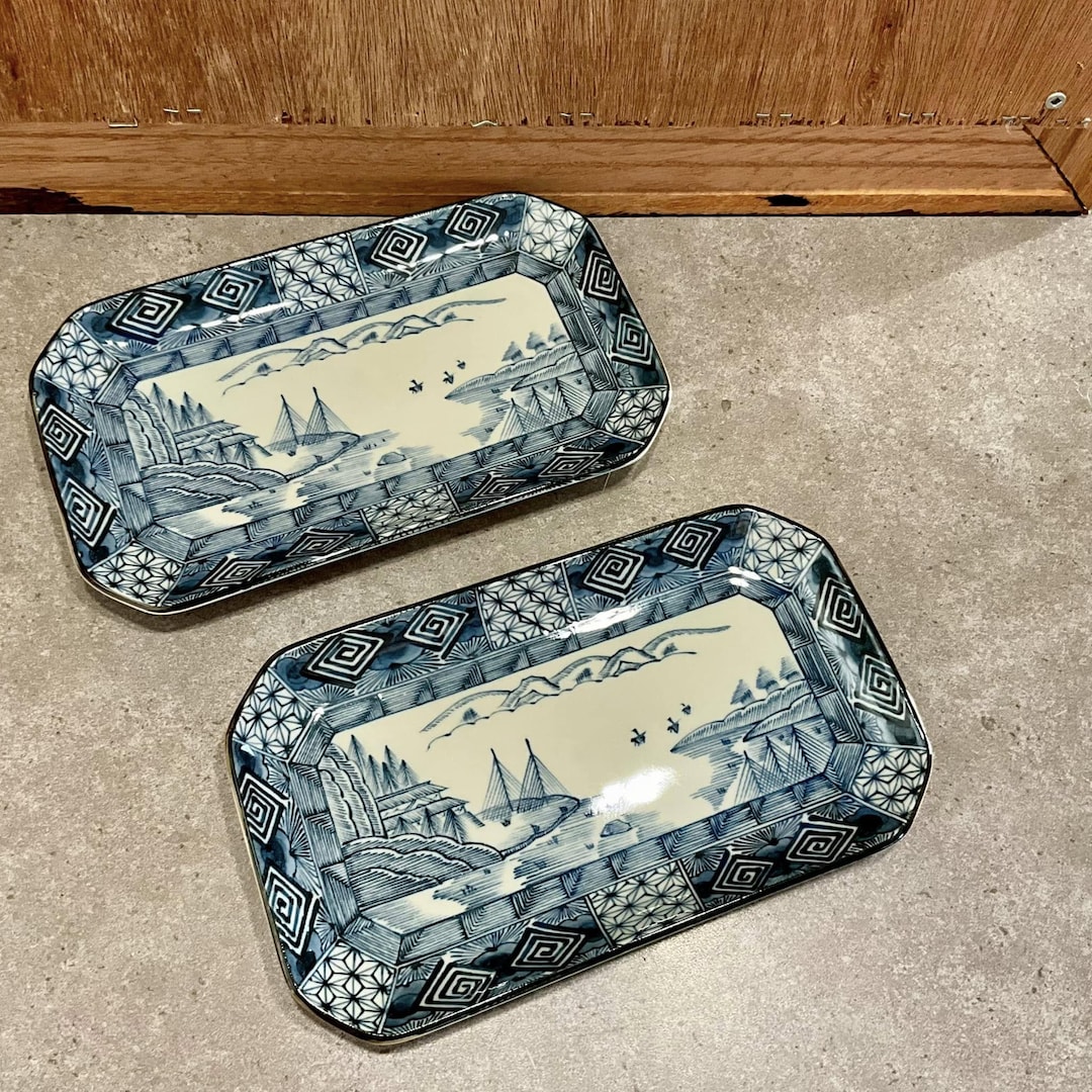 Vintage Japan Blue Plates Nautical Style - Etsy