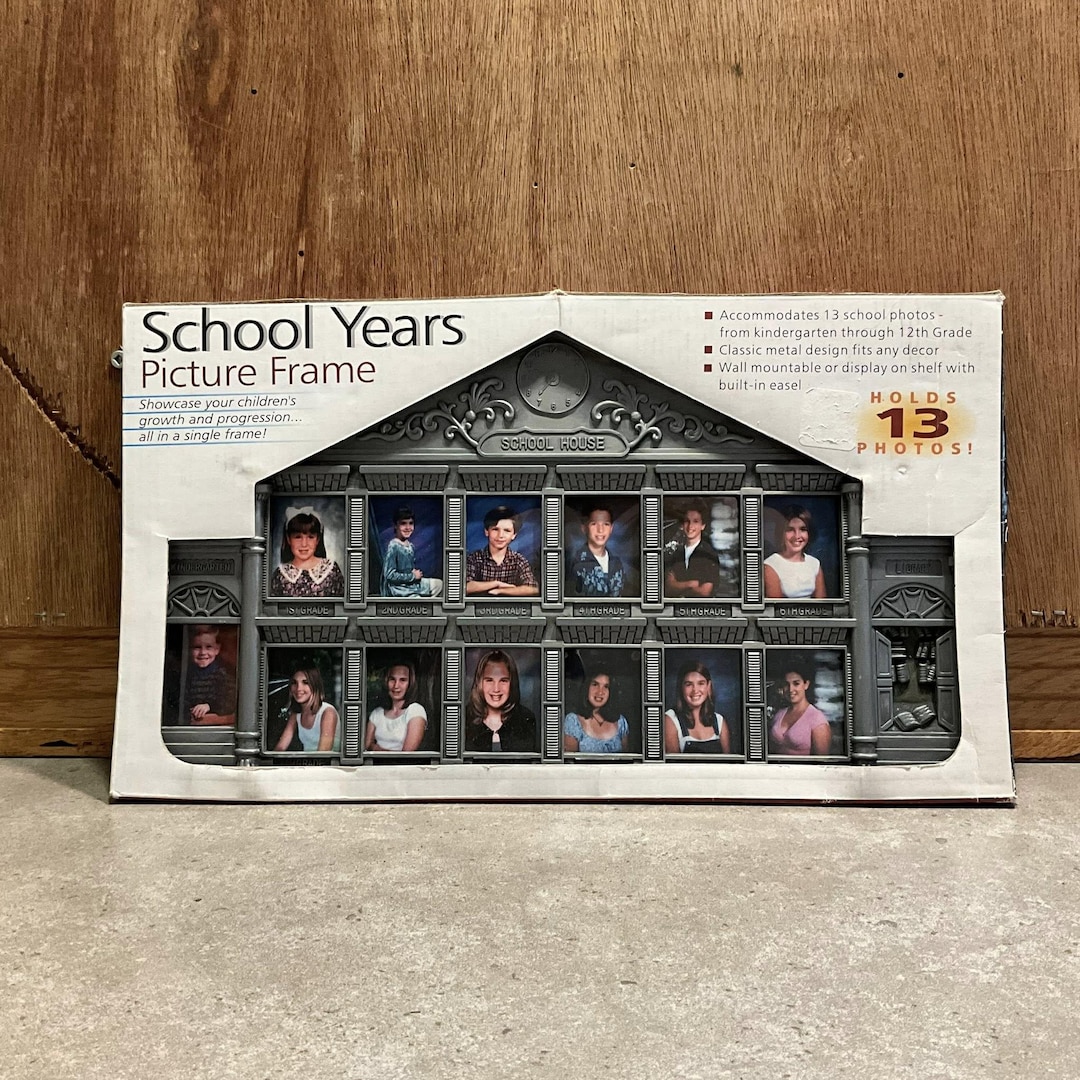 Vintage Metal School Years Photo Frame - Schoolhouse Progression - Etsy