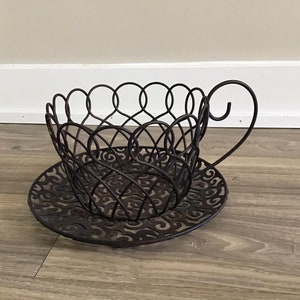 Vintage Metal Tea Cup Design Basket - Etsy