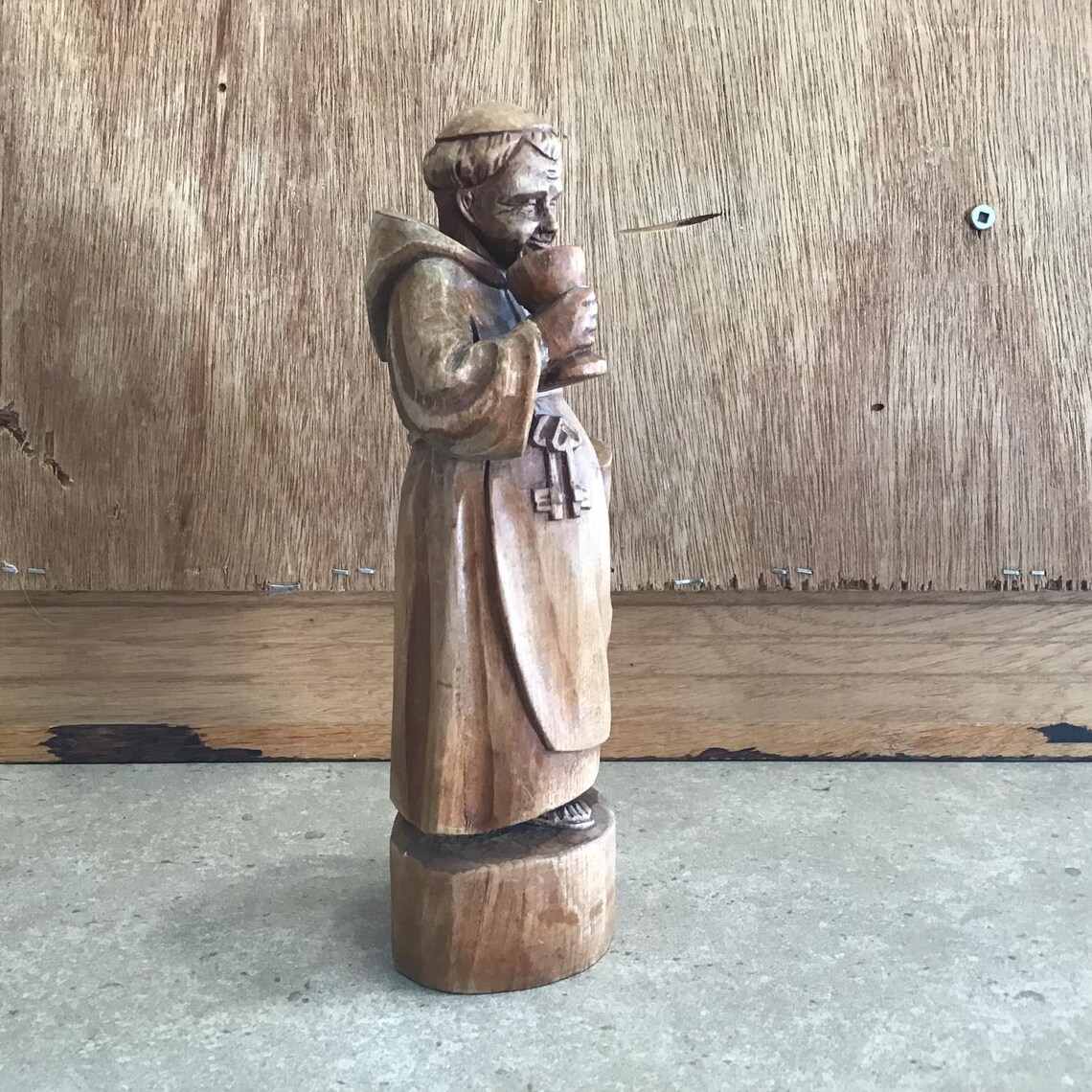 Vintage Wood Carved Figurine of a Monk Drinking Wine. - Etsy