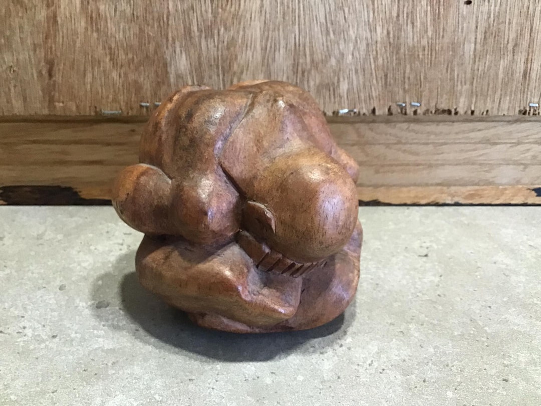 Vintage Weeping Buddha Wood Sculpture: Hand Carved Yogi Man Art - Etsy