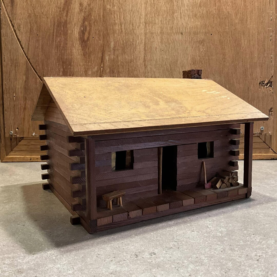Model Rustic Cabin, Wood Diorama, the Roof Opens, Vintage Rustic Home ...