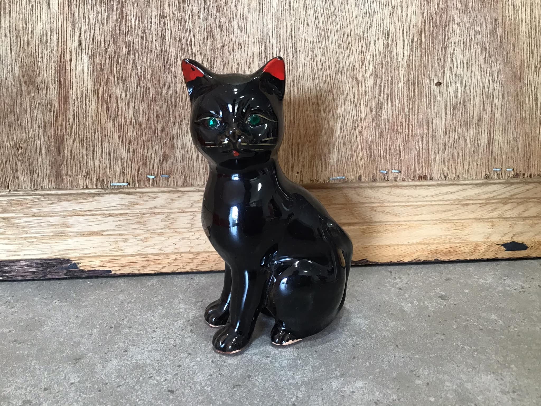 Vintage Cat Figurine Redware Pottery Cat Black Cat | Etsy