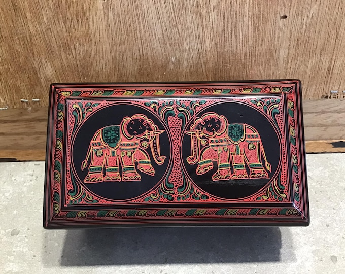 Wooden Elephant Box, Elephant Indian Decor, Sunset African Box ...