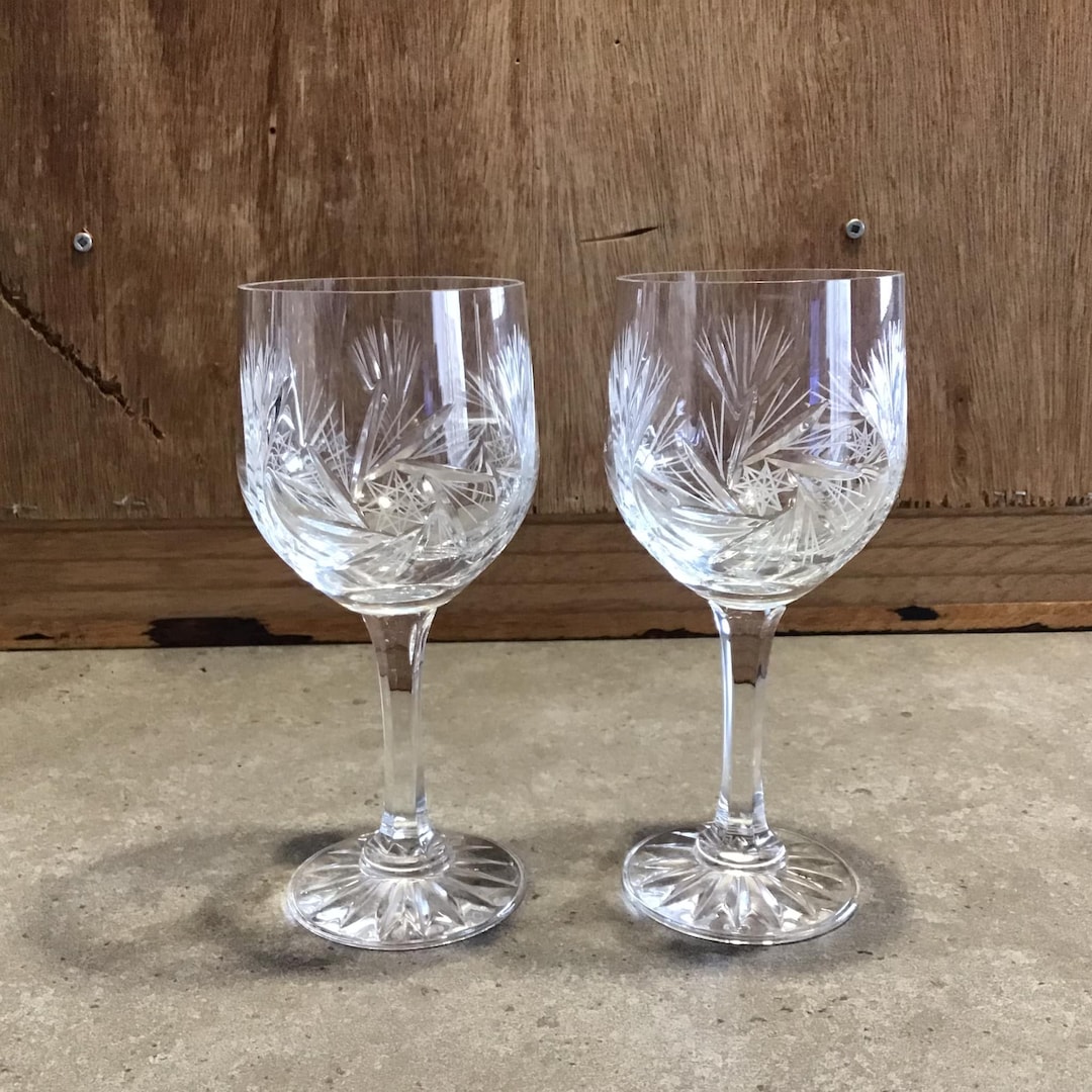 2 Crystal MONIKA Pinwheel Wine Glasses Made in Poland - Etsy