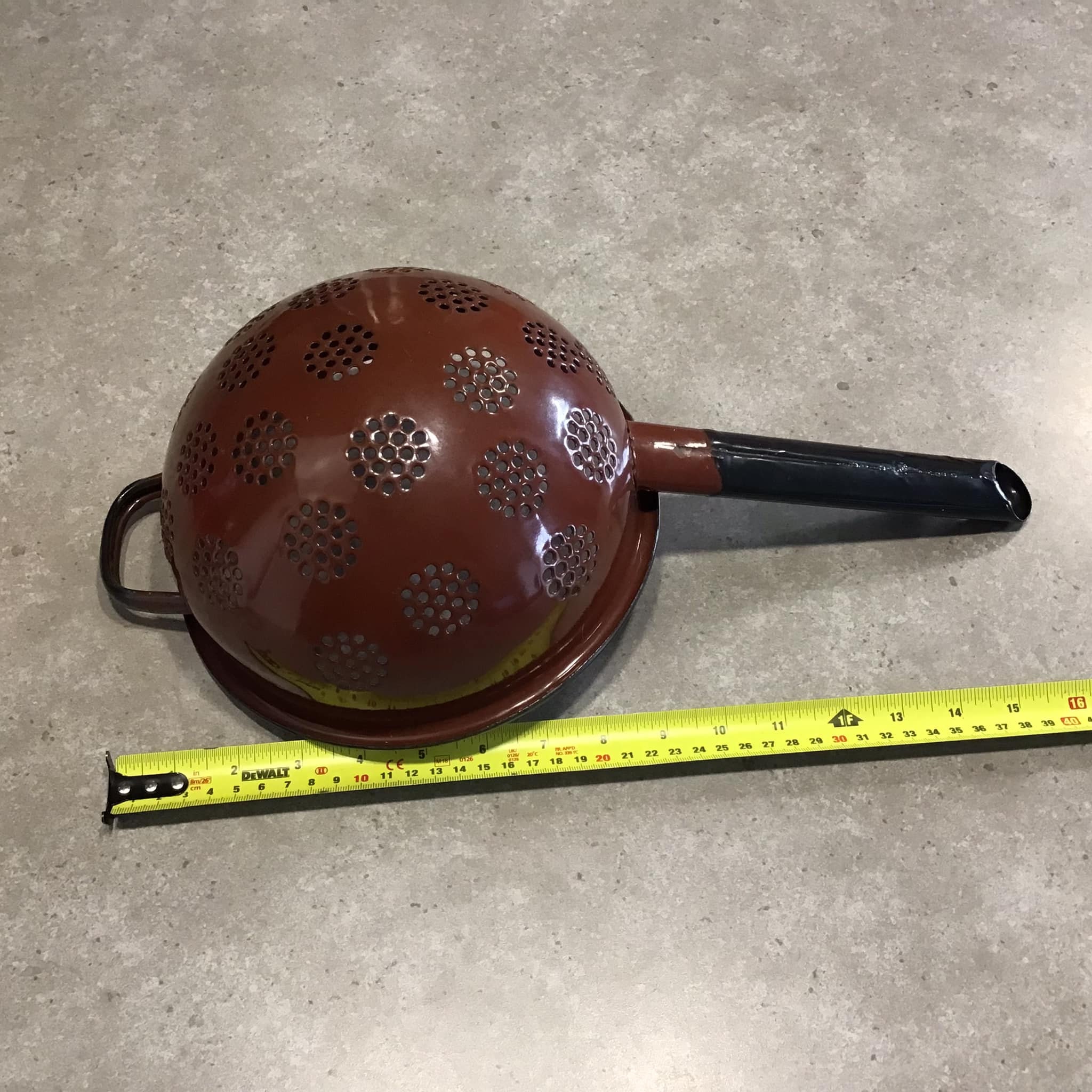 Vintage Enamel Colander With Handle, Brown - Etsy