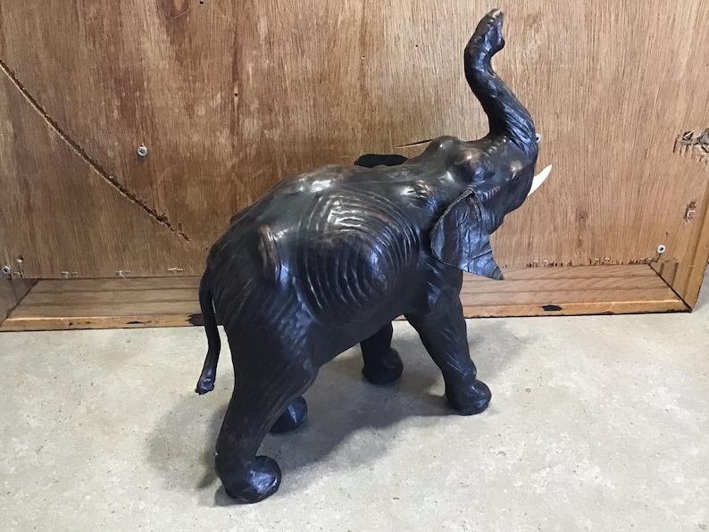 Vintage Genuine Leather Wrapped Elephant Figurine Sculpture 11.5” Tall ...