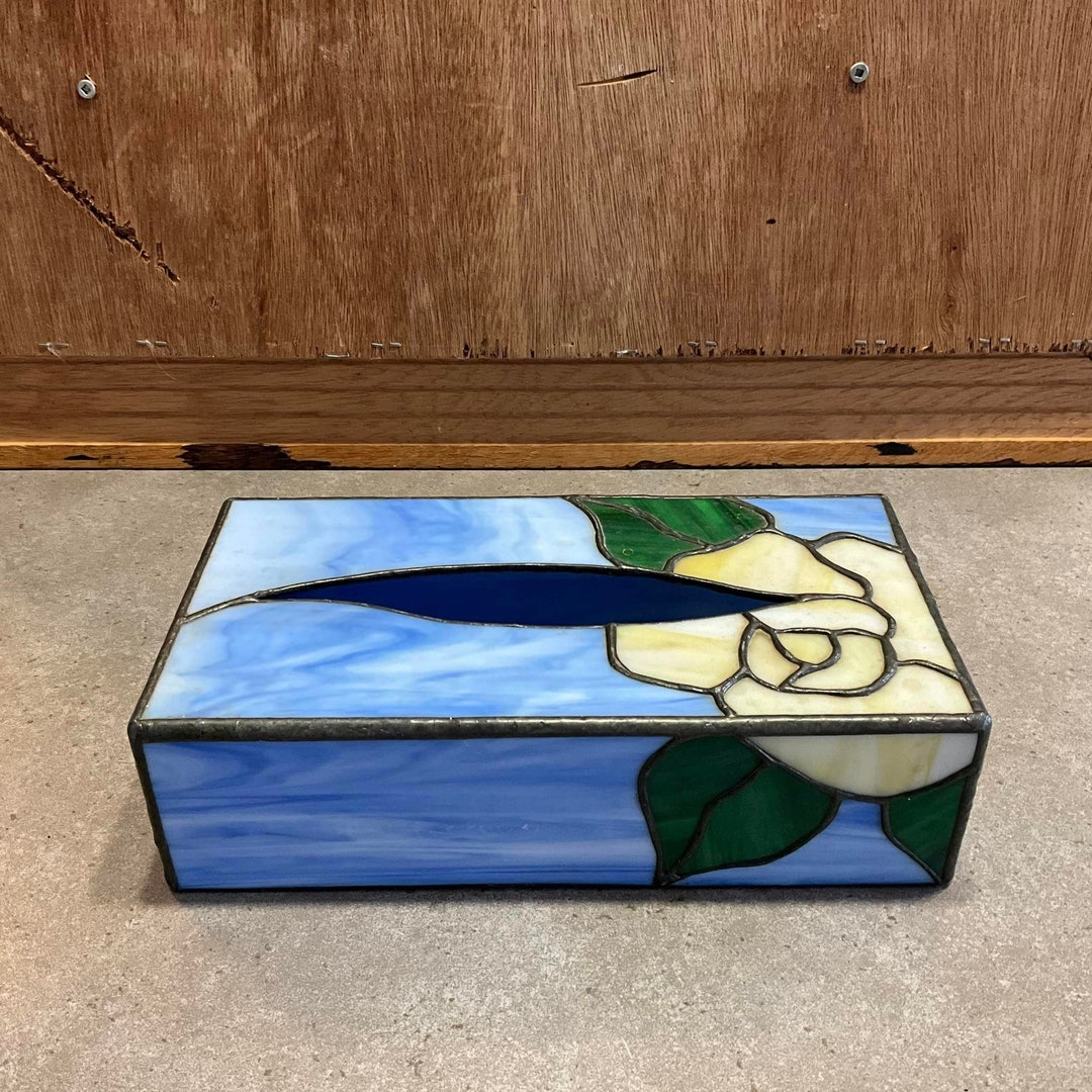 Floral Stained Glass Tissue Box Cover - Etsy