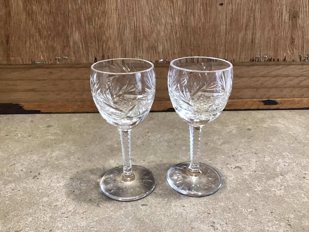 2 Crystal Pinwheel Czech Bohemian Aperitif Glasses Cut to Clear - Etsy