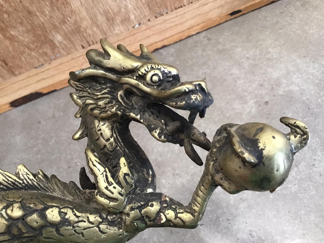 Dragon Figurine, Chinese Dragon, Mythical Animal Brass and Bronze Alloy ...