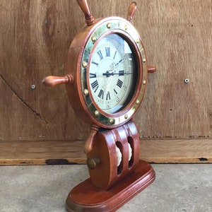 Vintage Nautical Decor Ship Wheel Mantel Clock Roman Numerals - Etsy