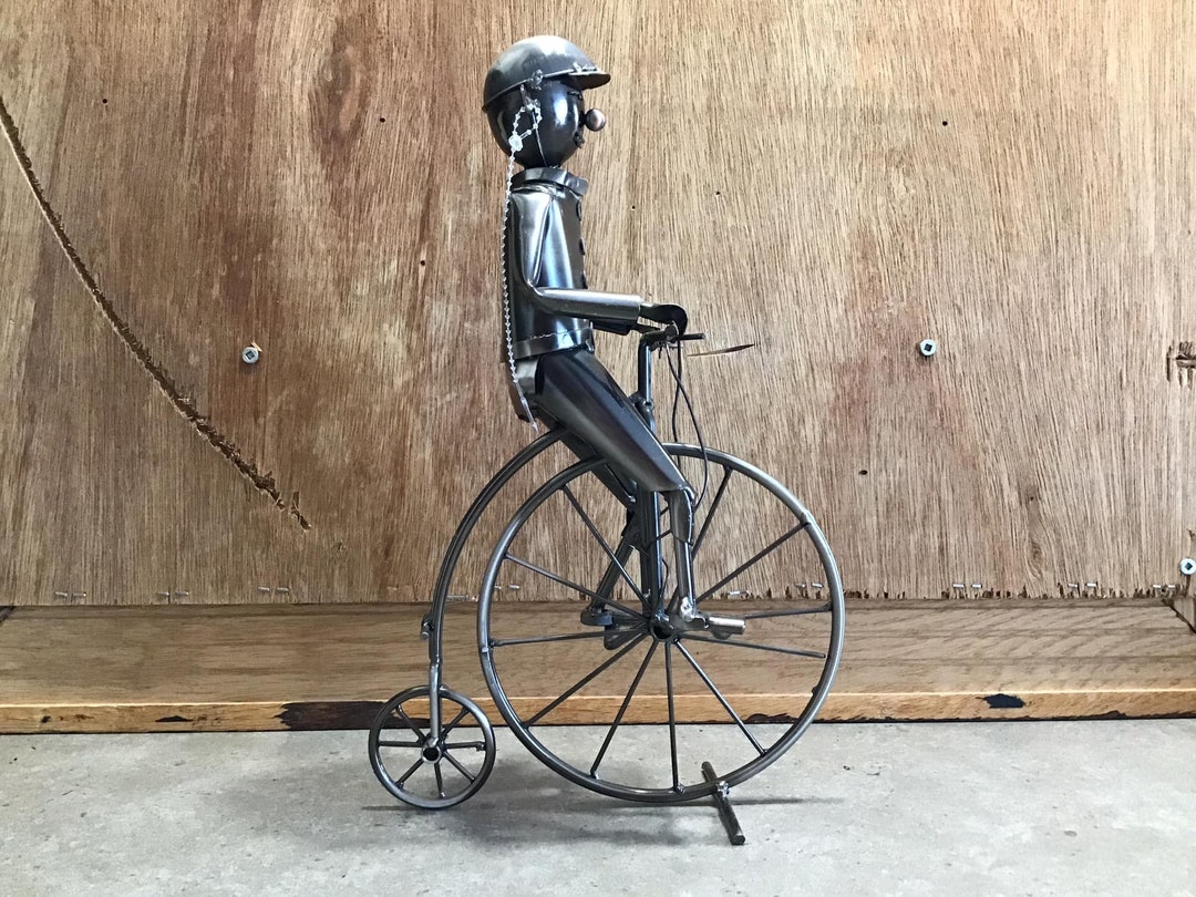 Metal Man on Bicycle Figurine - Etsy
