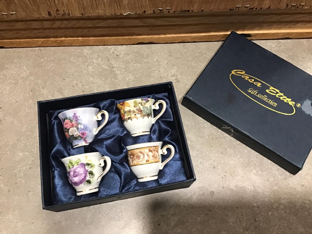 4 Miniature Porcelain Tea Cup Set by Casa Elite - Etsy