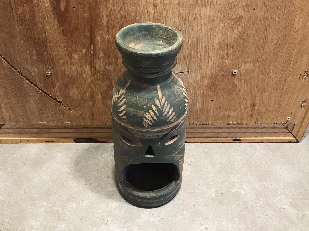 Vintage Clay Candle Holder Inca Face Design - Etsy