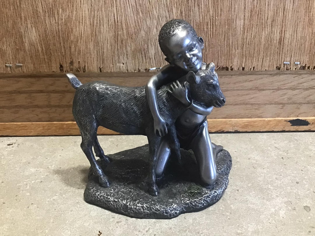 Vintage Boy With Goat Figurine - Etsy