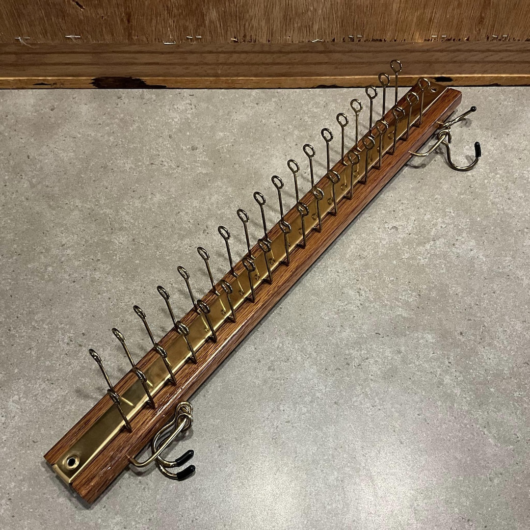 Vintage Tie Rack Necktie Display With 40 Hooks Mens Retro Belt Hanger ...