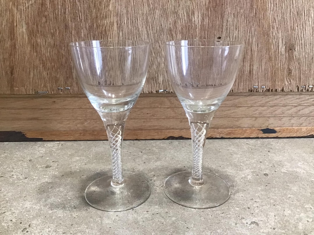 Vintage Air Twist Stem Crystal Cordial Glasses | Set of 2 , Sweet ...