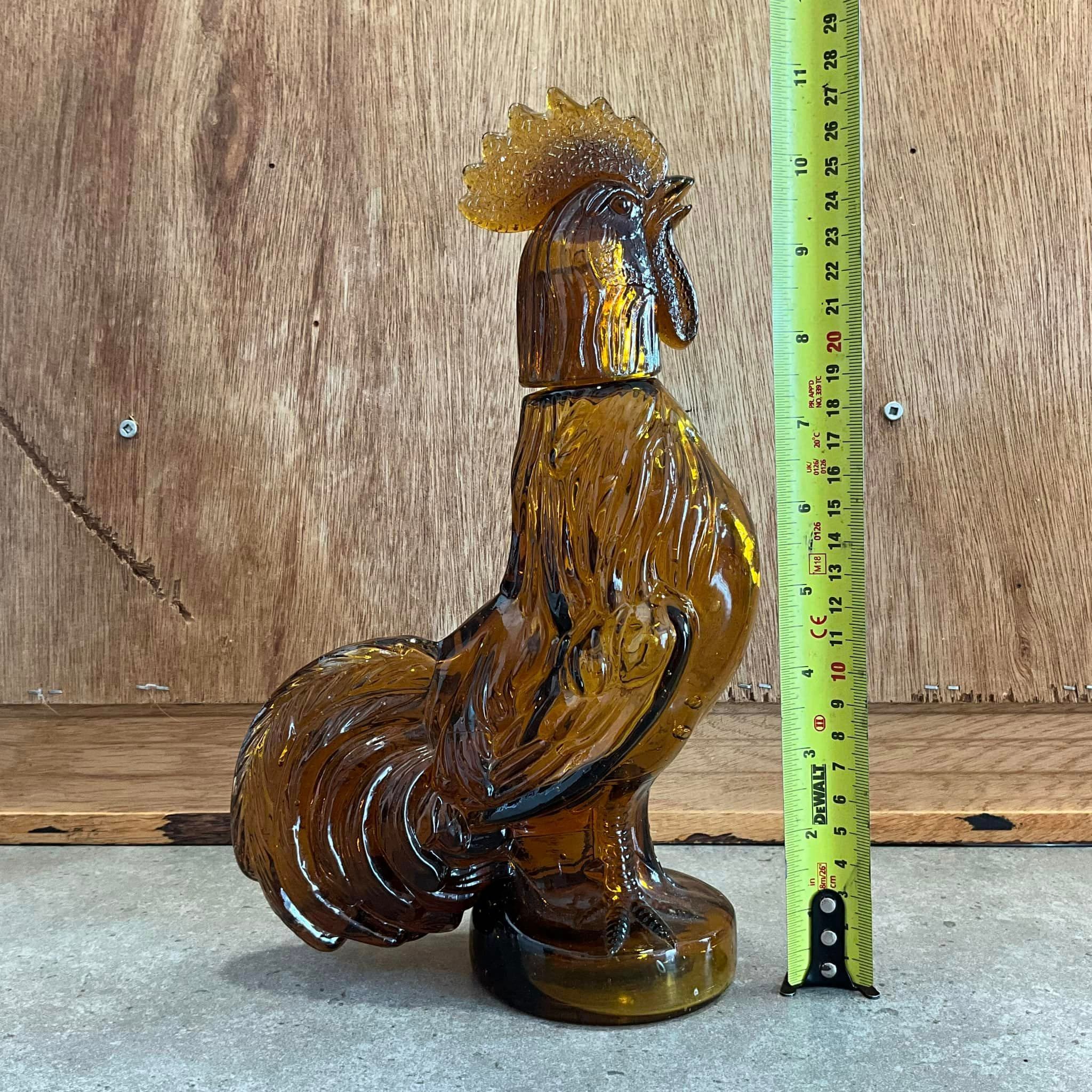 Amber Glass Rooster Decanter Bottle With Lid, Jeffrey Snyder, Vintage ...