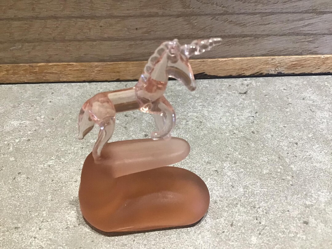 Mini Unique Pink Glass Unicorn Horse Figurine, Glass Art, Collectibles ...