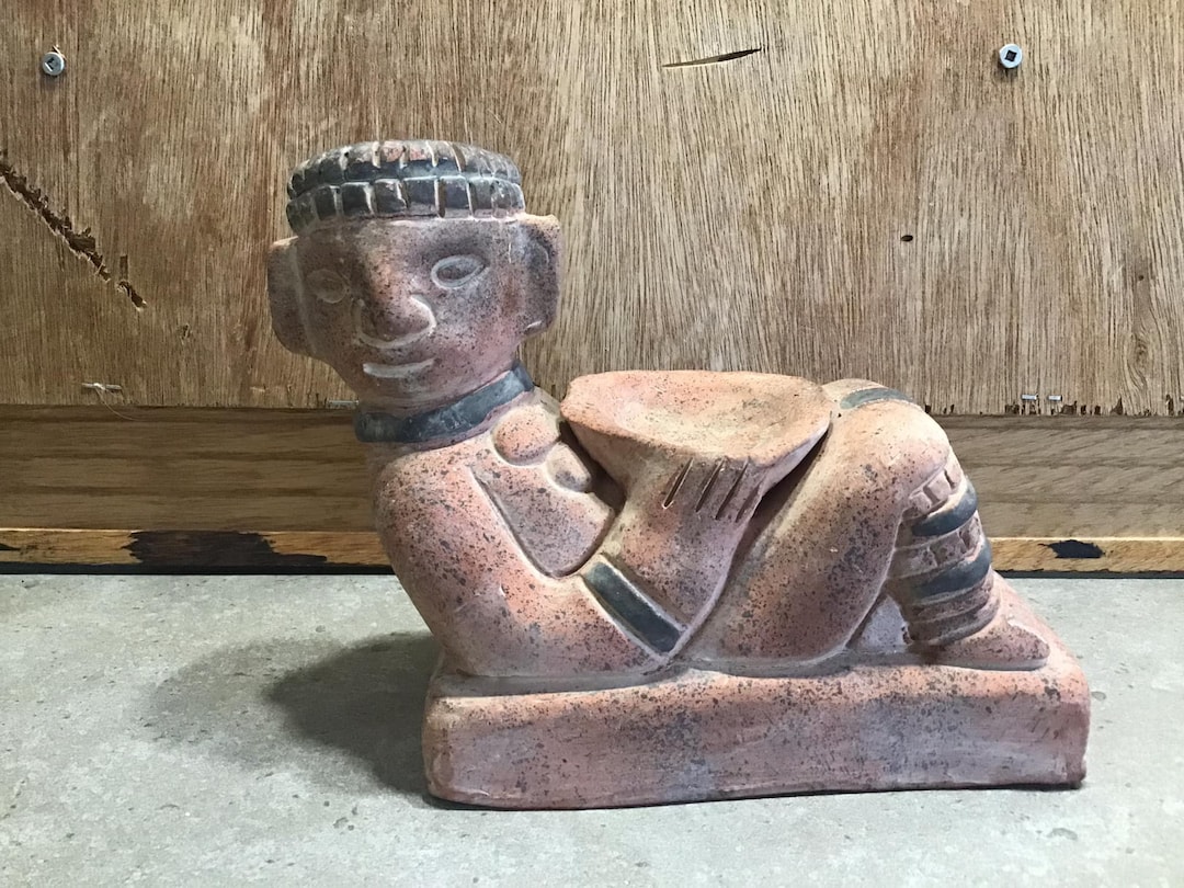 Vintage Terracotta Chacmool Chac Mool Mayan Reclining Figurine Mexico ...